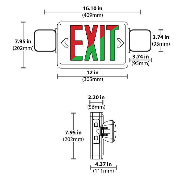 LED Selectable Letter Color Emergency Exit Sign Combo | Green Lighting ...